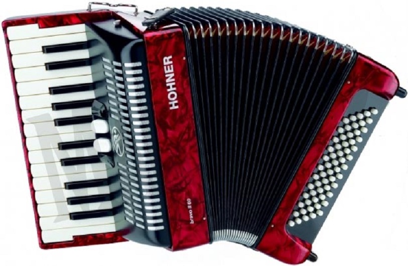 Acordeon Cromatico A1663 Bravo III 72 bajos Rojo Con Funda Hohner FAMA ...