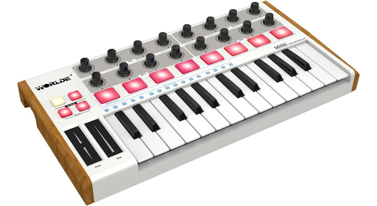 Teclado Controlador WORLDE MINI -MIDI 25 Notas 8 Pad WORLDE LA FUSA ...